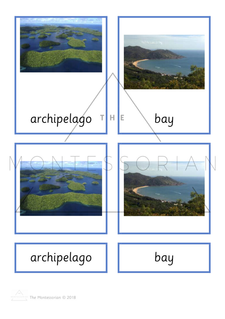Land and Water Form Three Part Cards (PDF) – The Montessorian