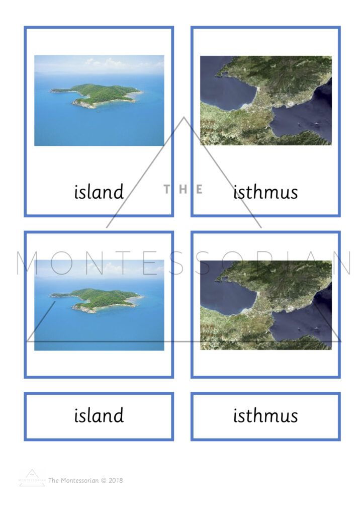 Land and Water Form Three Part Cards (PDF) – The Montessorian